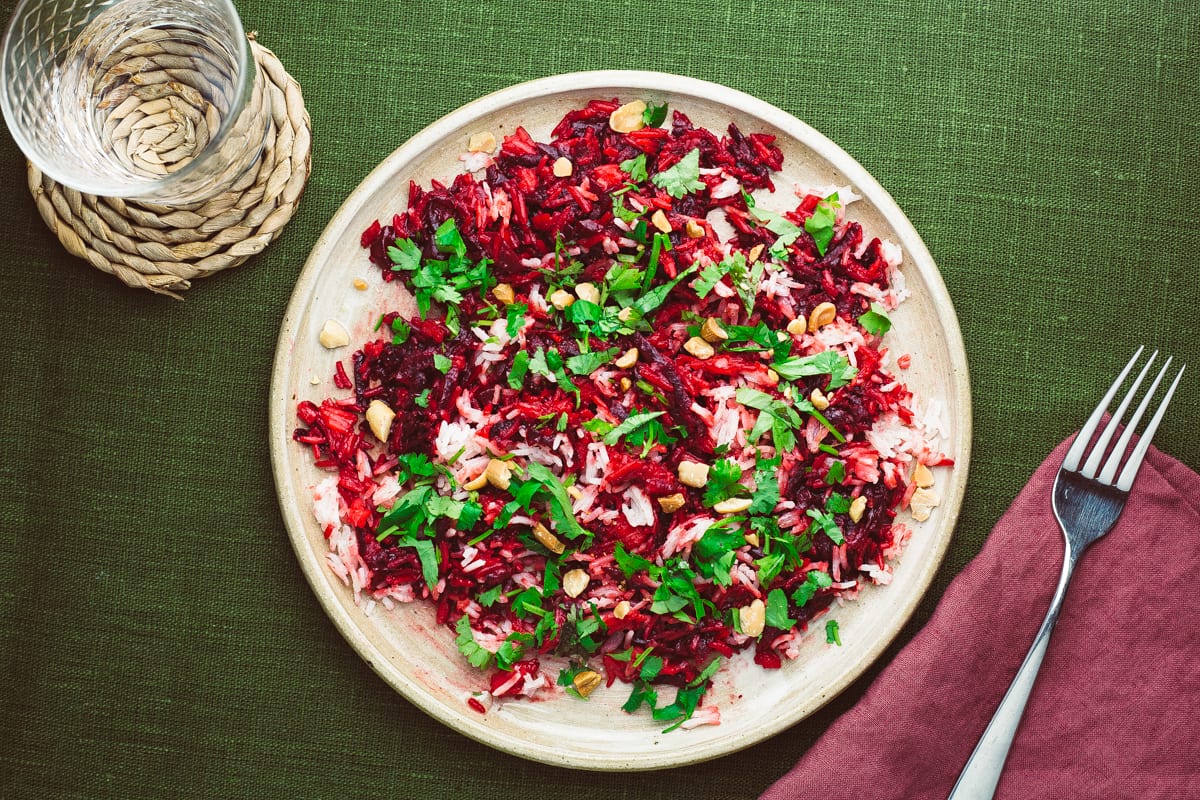 Beetroot Rice With Coconut And Chilli - A Quick Grated Beetroot Recipe